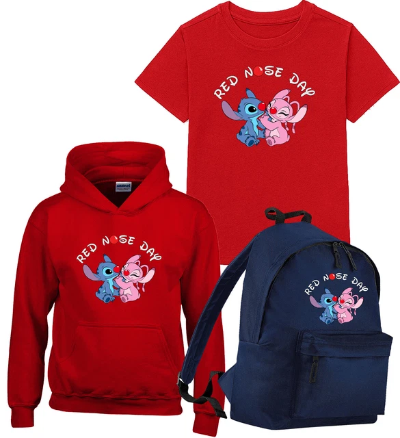 NEW RED NOSE Day 2024 Kids TShirt Lilo & Stitch Funny School Bagpack ...