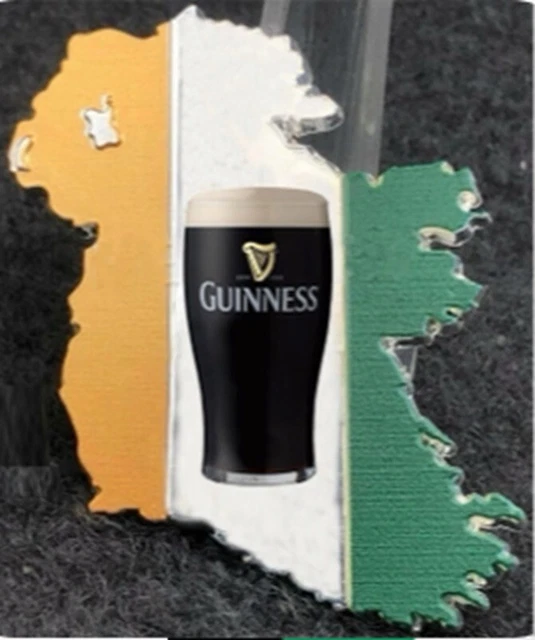 GUINNESS GOLD SILVER Ireland Map Flag Coin Irish Pint Glass St Paddys ...