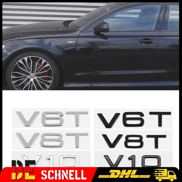 &V6T V8T V10& Silber, Schwarz Schriftzug Emblem Aufkleber Sticker Für ...