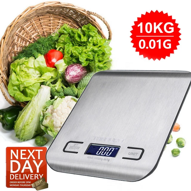 DIGITAL 10KG KITCHEN Scales Electronic Food Weight Balance LCD Postal ...