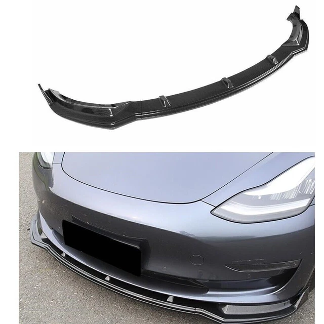 CARBON FIBER LOOK Car Front Bumper Spoiler Lip For Tesla Model 3 2017 ...