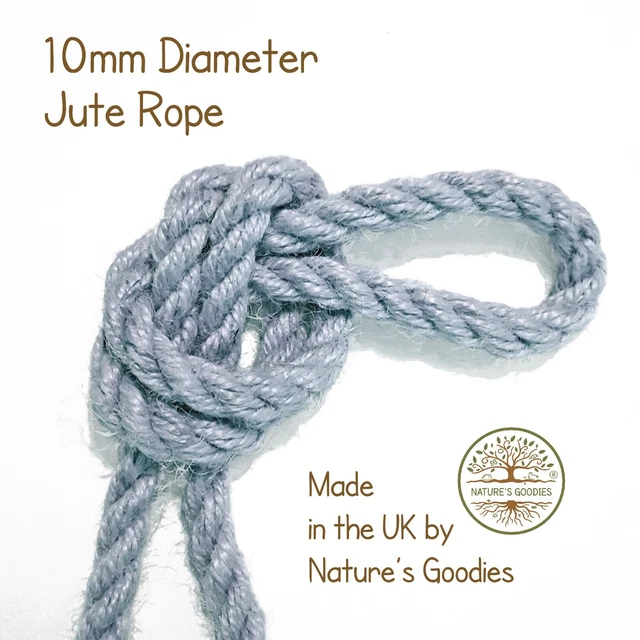 STEEL GREY COLOUR 1m x 10mm Thick Coloured Jute Rope for Arts Crafts ...