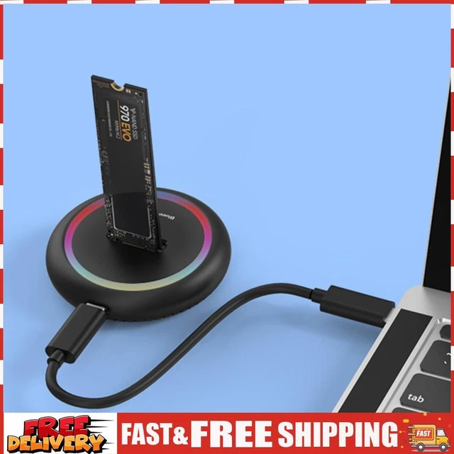 M.2 NVME+NGFF DUAL Protocol External Box with RGB LED Light SSD Docking ...