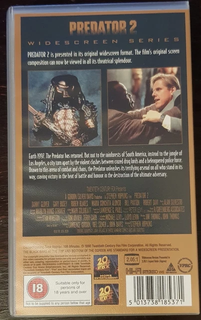 PREDATOR 2 VHS - UK PAL - Stephen Hopkins - Danny Glover - Bill Paxton ...