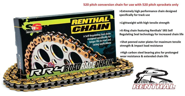 YAMAHA YZF R6 03-05 Renthal 520-RR4 Racing Gold X-Ring Chain 520 x 120 ...