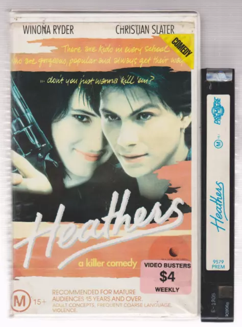RARE VHS VIDEO Tape HEATHERS Ex-Rental Clamshell Premiere Ryder Slater ... RARE VHS VIDEO Tape HEATHERS Ex-Rental Clamshell Premiere Ryder Slater ...
