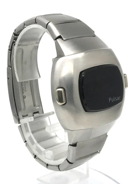 PULSAR TIME COMPUTER P-3 Silver Vintage LED Watch LED Stainless Steel ...