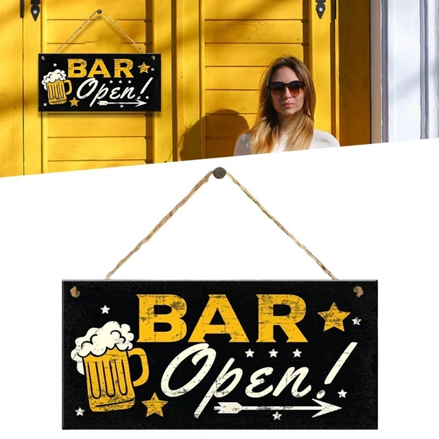 BAR OPEN SIGN Door Sign Reminder Signs Door Plate Hotel Bulletin Board ...