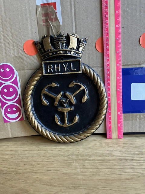 SHIPS CREST - HMS RHYL Cast Metal 9” Wall Mountable Royal Navy £10.00 ...