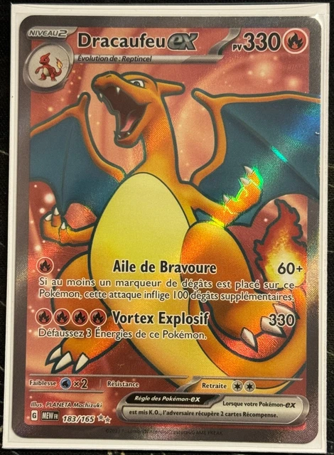 CARTE POKÉMON 151 DRACAUFEU EX Full art 183/165 EV3.5 FR NEUF - Secrète ...