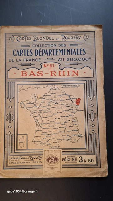 PLAN CARTE GÉOGRAPHIQUE ancienne année 1924 blondel la Rougery N° 67 ...