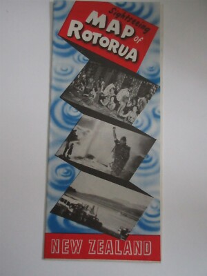 VINTAGE SIGHTSEEING MAP of ROTORUA New Zealand brochure £13.31 ...