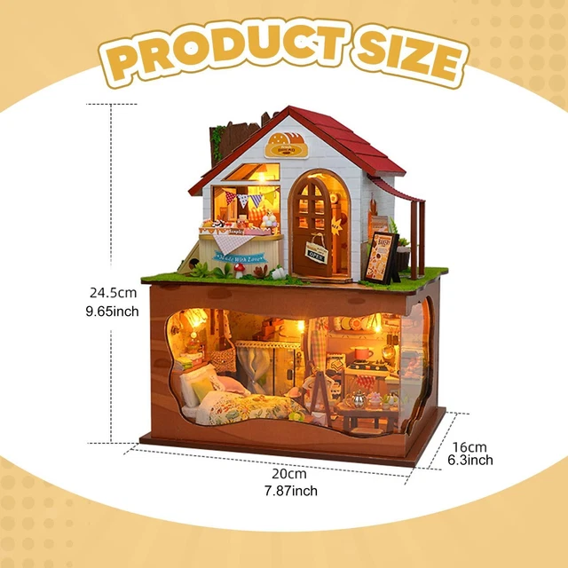 DIY MINIATURE HOUSE Kit with LED Craft Assembly Model Kit Room Hobby ...