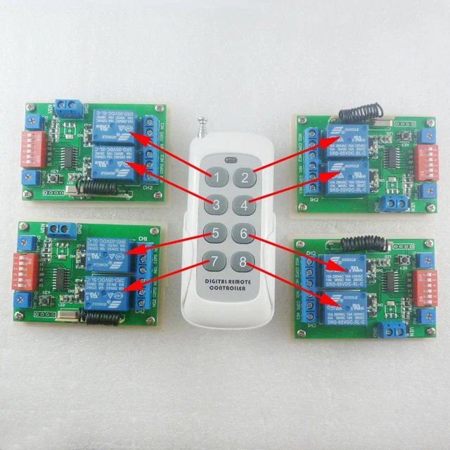 433HZ 5V RF Adjustable Delay timer Wireless Remote Control Relay Switch 1TX+4RX $112.17 ...