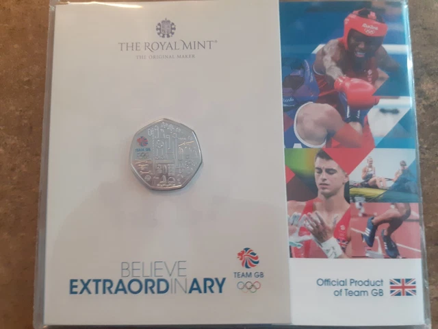 TEAM GB TOKYO OLYMPIC GAMES COLOURED 50p SEALED IN ROYAL MINT PACK £26. ...