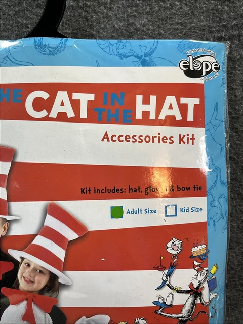 THE CAT IN the Hat Accessory Kit 410230 Adult Size. Hat, Gloves & Bow ...
