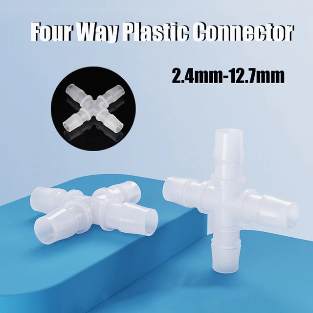 FOUR WAY PLASTIC Connector Pipe Hose Fitting Equal Tube Four Joint 2 ...