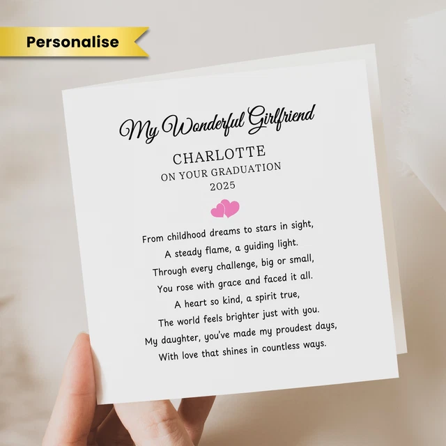 PERSONALISED GRADUATION POEM Card Custom 2025 Graduation Card For ...