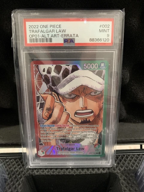 PSA 9 TRAFALGAR Law Alt Art Leader OP01-002 One Piece Romance Dawn EUR ...