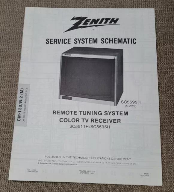 ZENITH SERVICE SYSTEM Schematic tuning system Color TV Receiver SC1935S ...