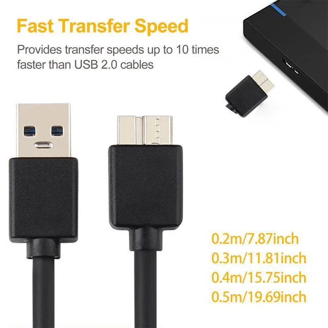USB 3.0 AM Male to Micro B Cable Super Speed Adapter Cord For External ...
