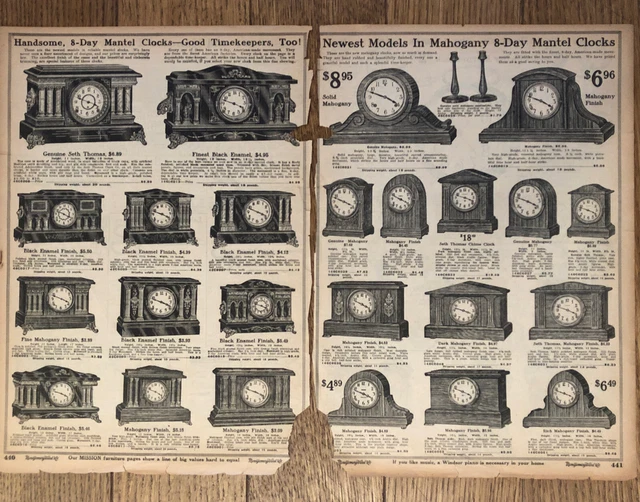 ANTIQUE 1913 PAPER AD Seth Thomas 8 Day Mantel Clocks Price Guide Book ...