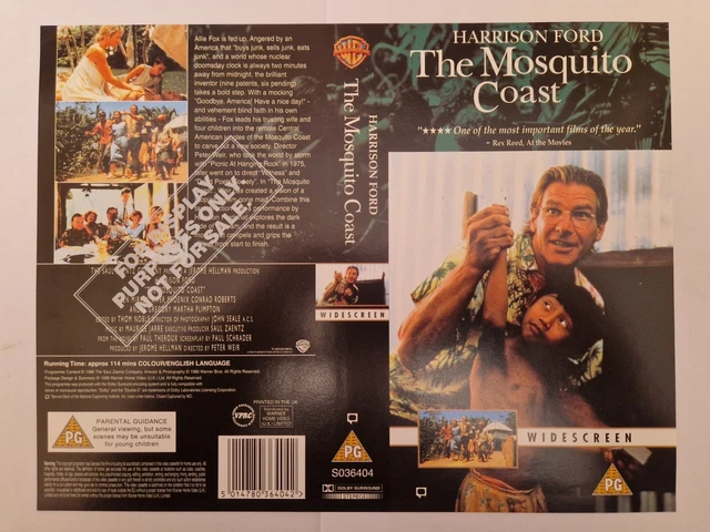 THE MOSQUITO COAST - Warner Home Video - Promo Sample Video Sleeve ...