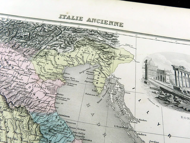 ANTIQUE MAP OF Ancient Italy The Roman Empire Rome Landscape Hand ...