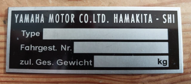 TYPENSCHILD SCHILD YAMAHA Motorad Moped Bike Oldtimer Aluminium Neu EUR ...