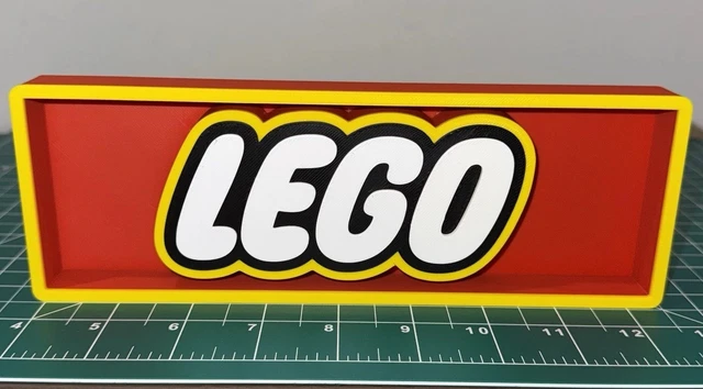LEGO 3D PRINTED Box Logo Freestanding Desk Shelf Wall Art Display Red ...