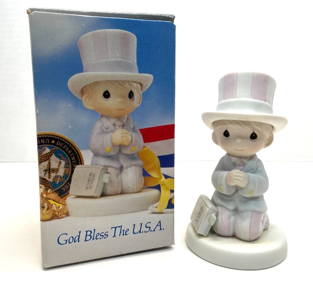 PRECIOUS MOMENTS 1992 God Bless The USA 527564 Enesco National Day of ...