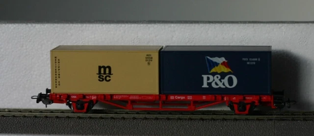 PIKO 40FT CONTAINER FLAT WAGON 2x20ft BOX CONTAINERS £18.00 - PicClick UK