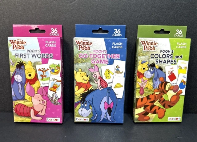 DISNEY WINNIE THE Pooh Flash Cards Set of 3 First Words Go-Together ...