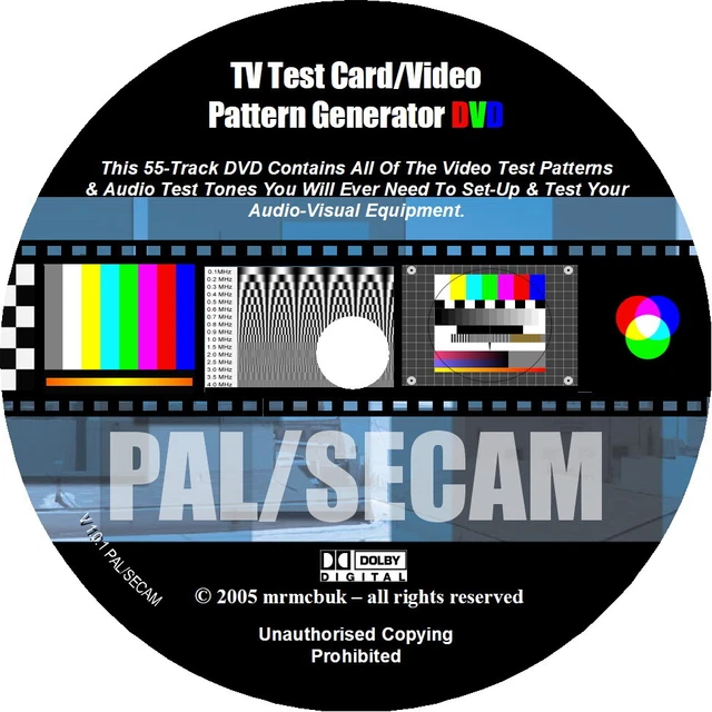 TV TEST CARD / Video Pattern Generator & Test Tones DVD: AV Systems PAL ...