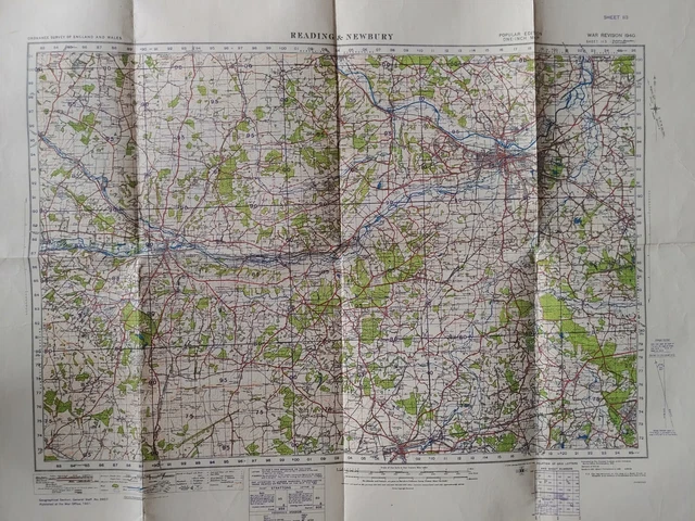 WW2 WAR OFFICE Map Sheet 113: Reading & Newbury 1940 $15.00 - PicClick CA