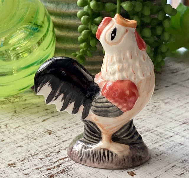 VINTAGE GLAZED CERAMIC Rooster Chicken Pie Bird Vent Farmhouse Kitchen ...
