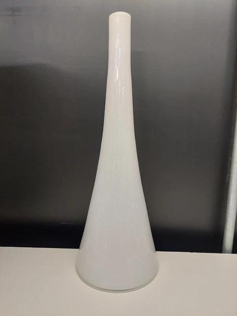 GRANDE VASO VINTAGE anni '70 Vetro Lattimo Murano Soffiato Decoro ...