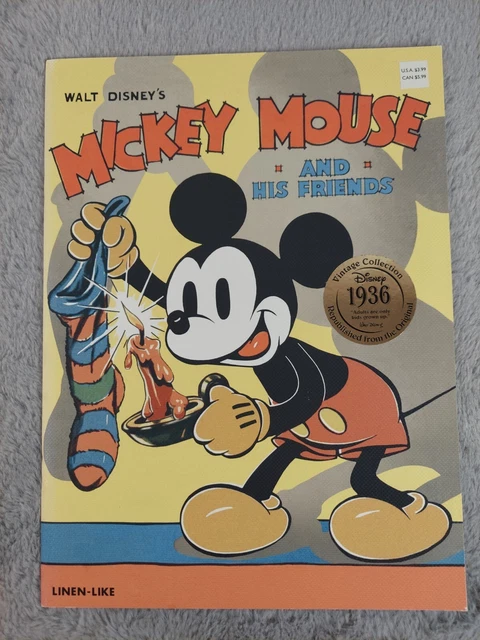 WALT DISNEY’S LINEN LIke Book, "Mickey Mouse and his Friends", Reprint ...