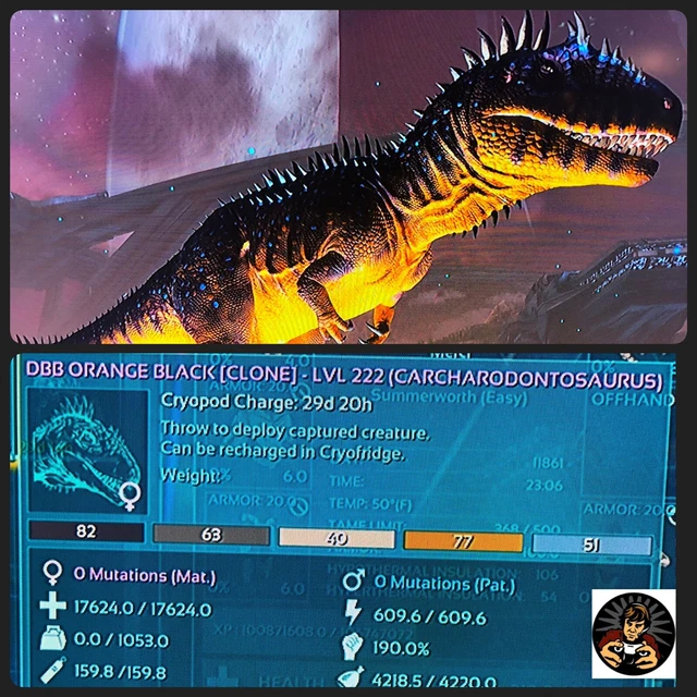 CARCHA FEMALE LVL 222 Carcharodontosaurus Carcharo Ark Survival Xbox ...
