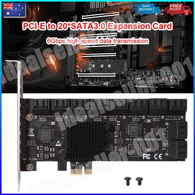 - 20 PORT PCIE Expansion Card PCIe SATA 3.0 Controller Adapter 6Gbps ...