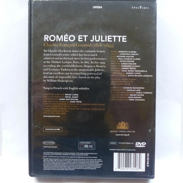 ROBERTO ALAGNA VADUVA MACKERRAS Opus Arte Romeo and Juliet DVDs $12.75 ...
