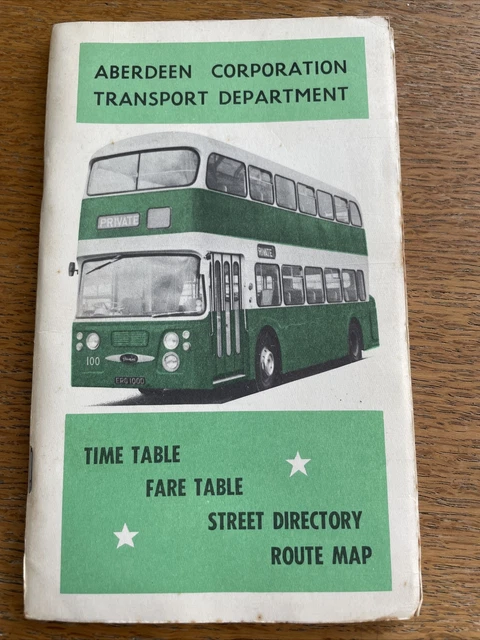 ABERDEEN CORPORATION TRANSPORT Timetable Faretable Route Map Bus 1968 ...