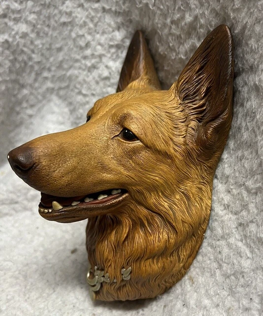 VINTAGE BOSSONS CHALKWARE Dog Head German Shepard / Alsatian 1970s Wall ...