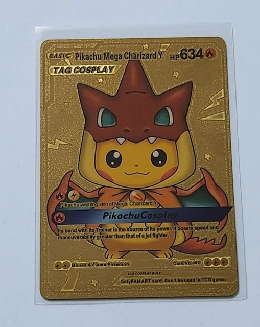2020 POKEMON PIKACHU Mega Charizard Y Pikachu Cosplay Gold Card #002 £4 ...