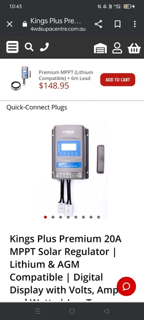 KINGS 20A MPPT Solar Regulator Lithium & AGM Compatible $50.00 ...