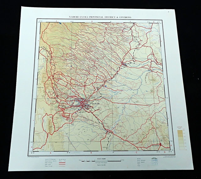 1961 VINTAGE MAP of Nairobi Kenya Africa Environs African Provincial ...