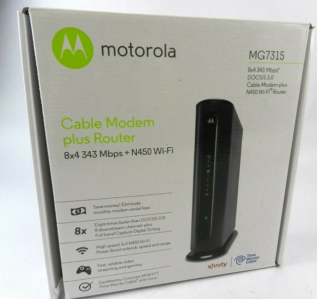 MOTOROLA MG7315 CABLE Modem WiFi Router 8x4 DOCSIS 3.0 343 Mbps N450 ...