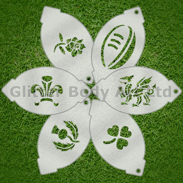 RUGBY FACE PAINT Stencil 6 Pack Rugby Nations Designs, England, Ireland ...