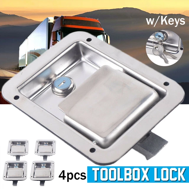 4* TRAILER PADDLE Door Latch Handle RV Truck Tool Box Lock Steel+Keys 5 ...
