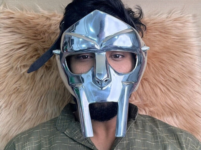 MEDIEVAL MF DOOM Gladiator Mask Mad Villain Silver Finish Brass Face ...
